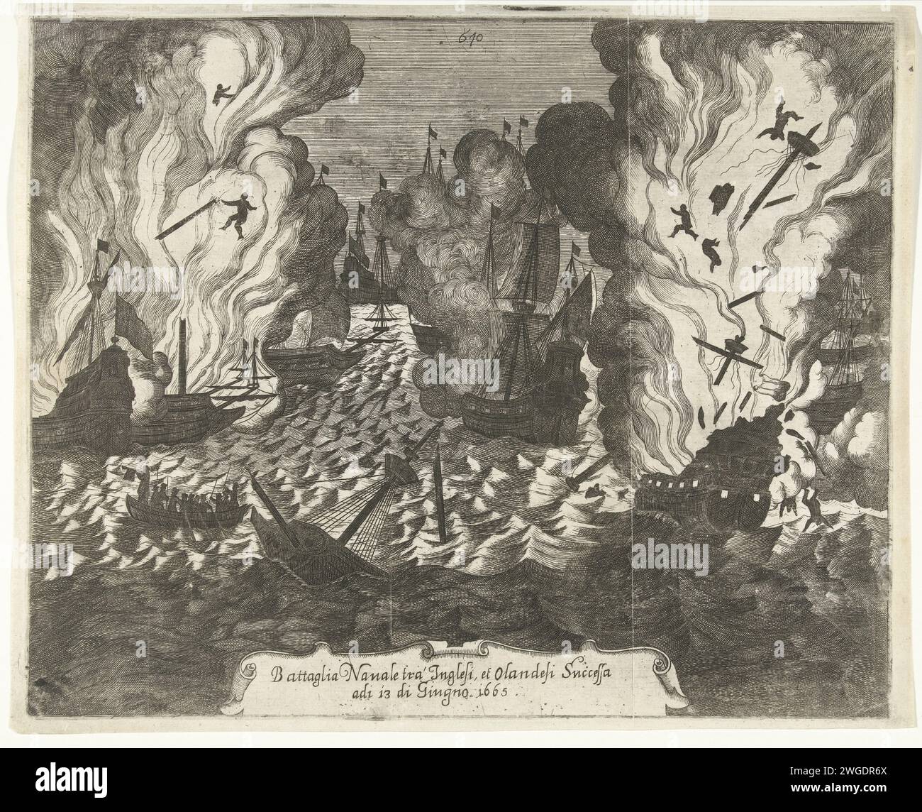 Sea battle at Lowestoft, 1665, 1665 print Sea battle at Lowestoft in ...