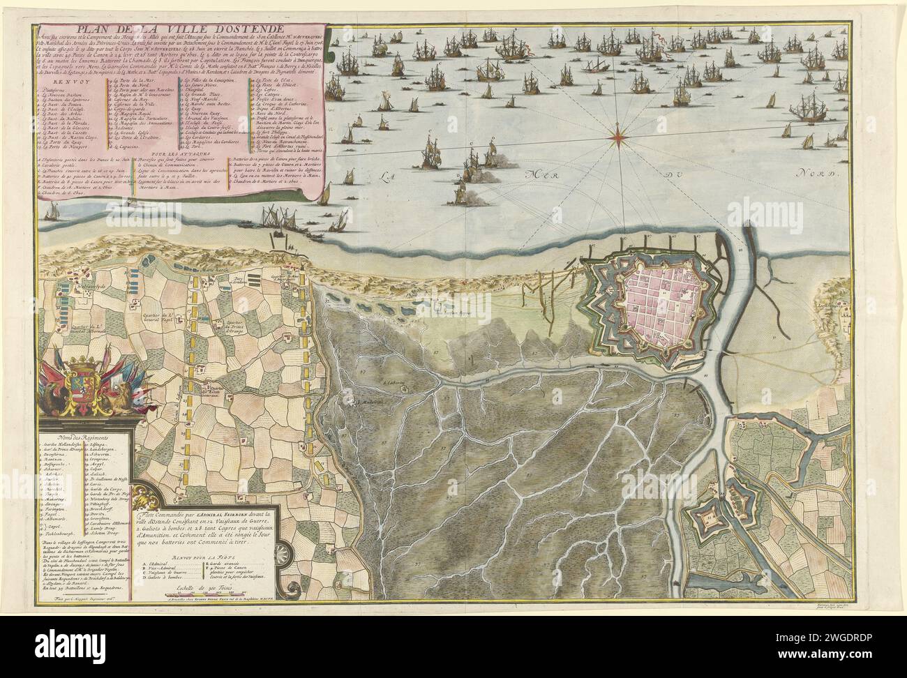 Siege of Ostend, 1706, 1707 print Map of the siege of Ostend by the ...