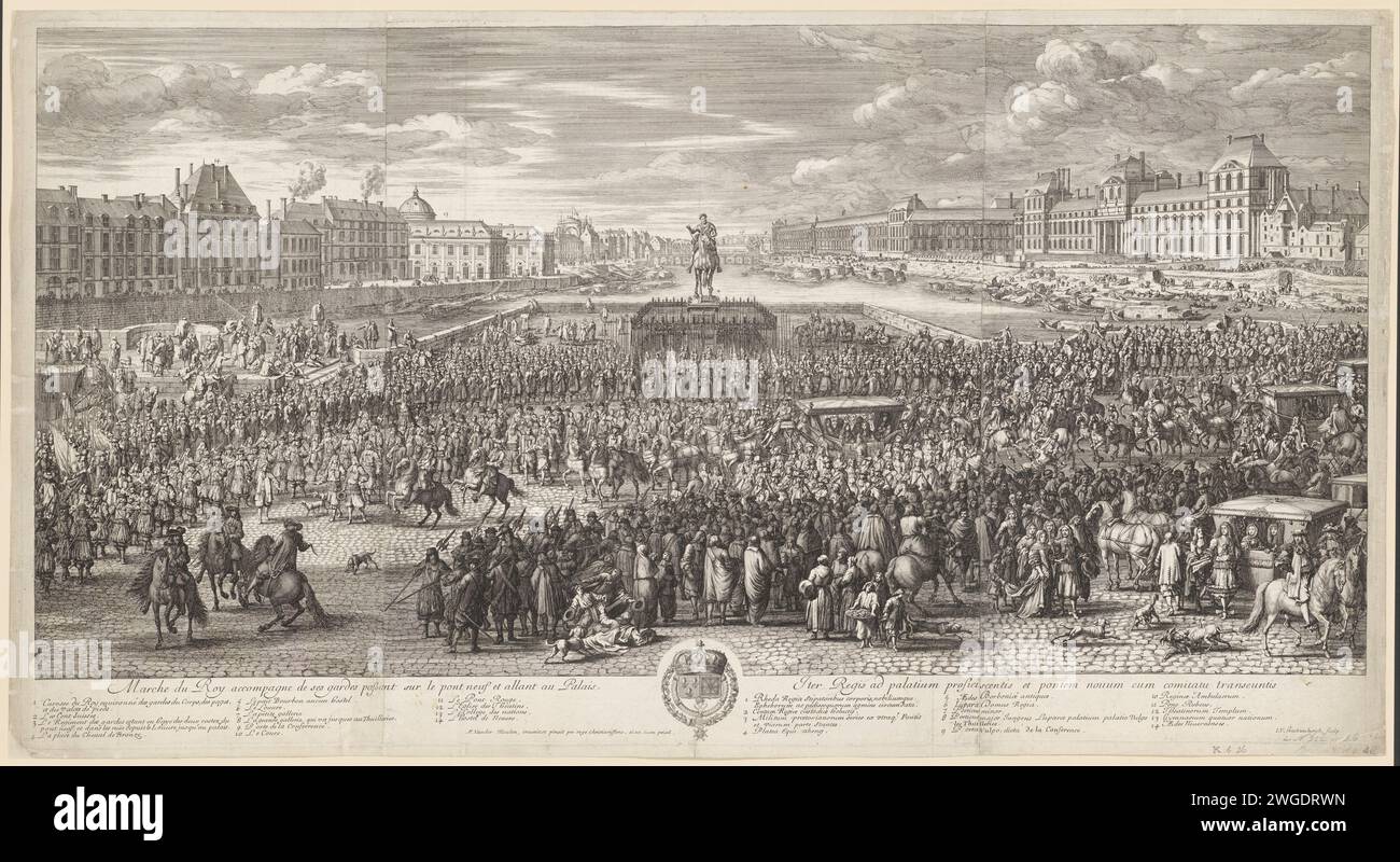 Procession of Louis XIV, King of France over the Pont Neuf in Paris ...