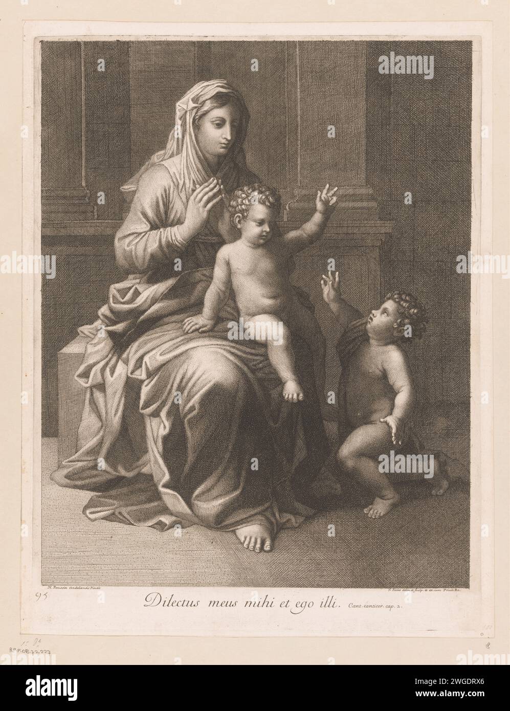 Maria puts Kind en Johannes de Doper, Jean Pesne, After Nicolas Poussin, 1633 - 1700 print ...
