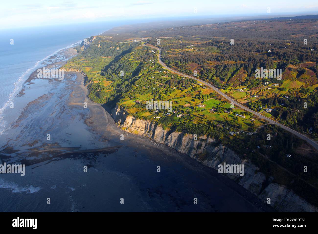 Alaska's coastline on Cook Inlet photographed from an airplane Stock ...