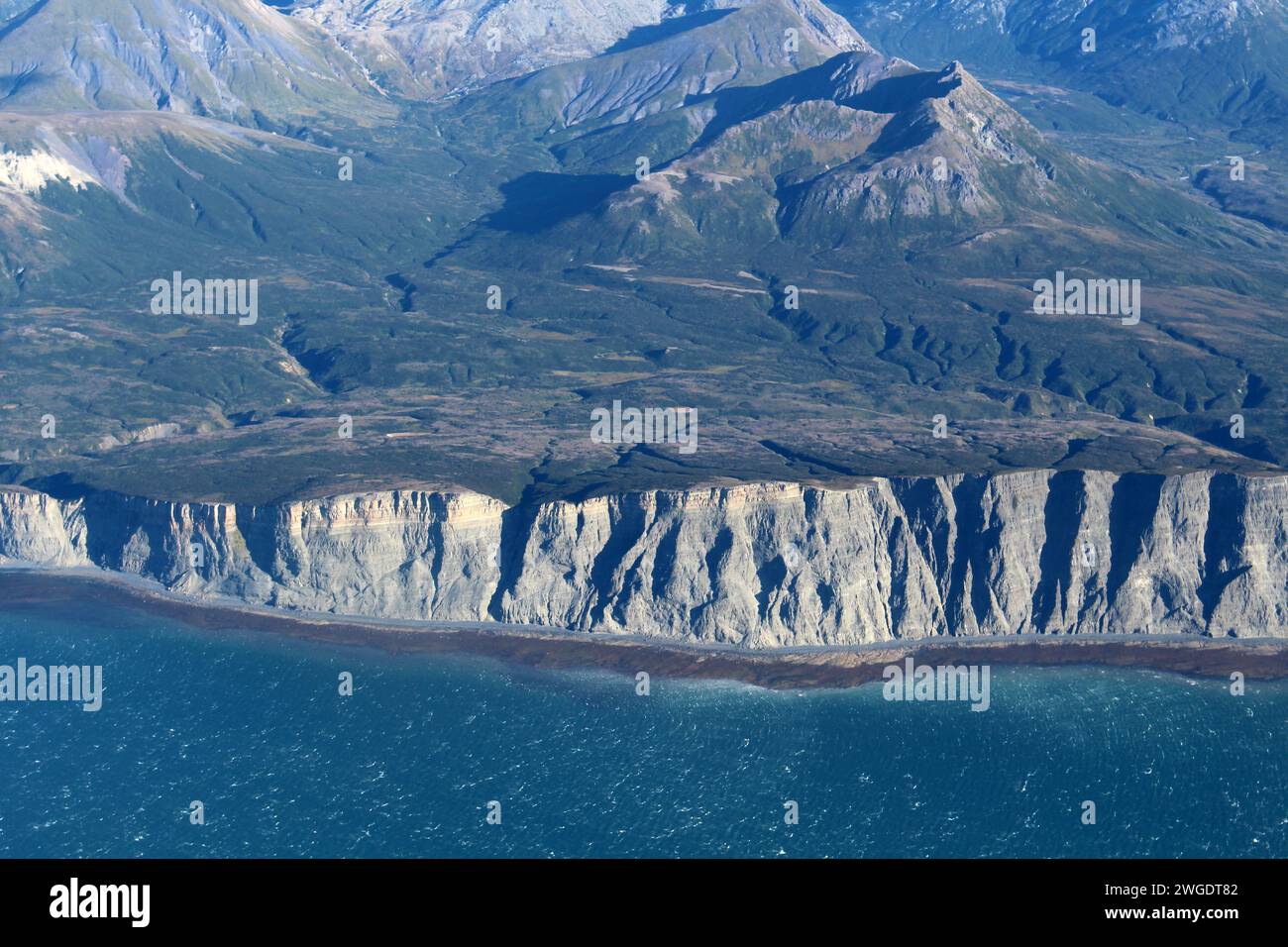 Alaska's coastline on Cook Inlet photographed from an airplane Stock ...