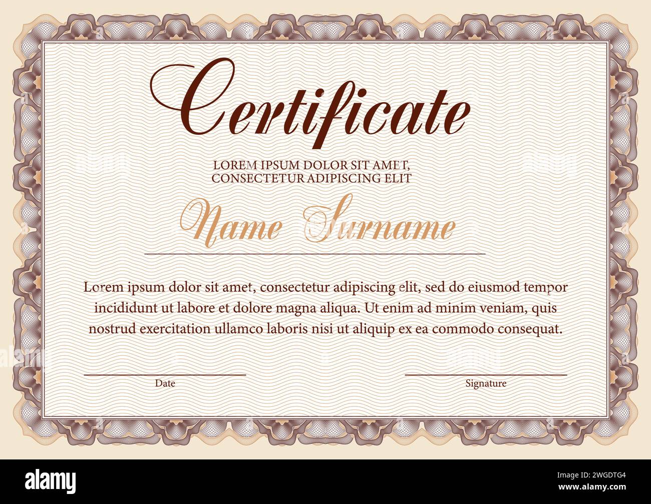 Vector guilloche certificate Stock Vector Image & Art - Alamy