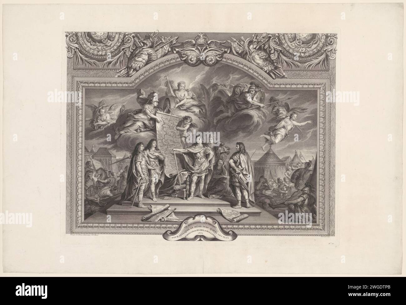 Ceiling paintings in the Grande Gallery of Versailles with Louis XIV ...