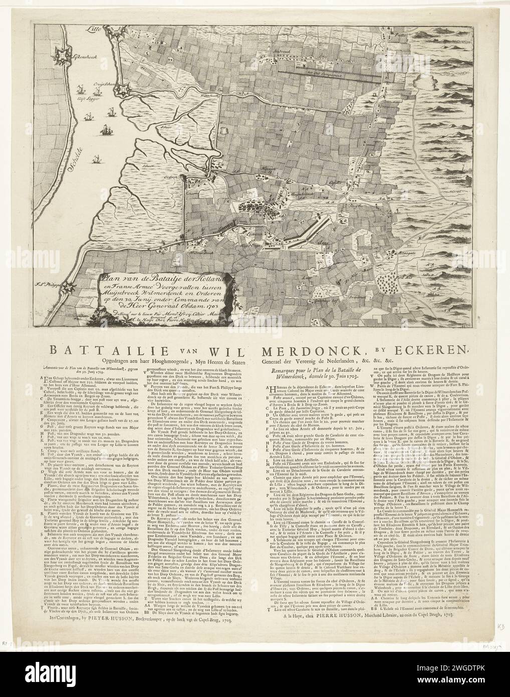 Map of the battle at Ekeren, 1703, 1703 print Map of the battle at ...