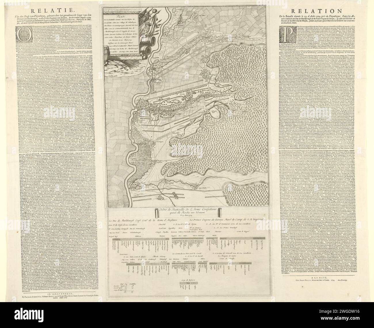 Map of the Battle of Höchstädt, 1704, 1704 print Map of the Battle of ...