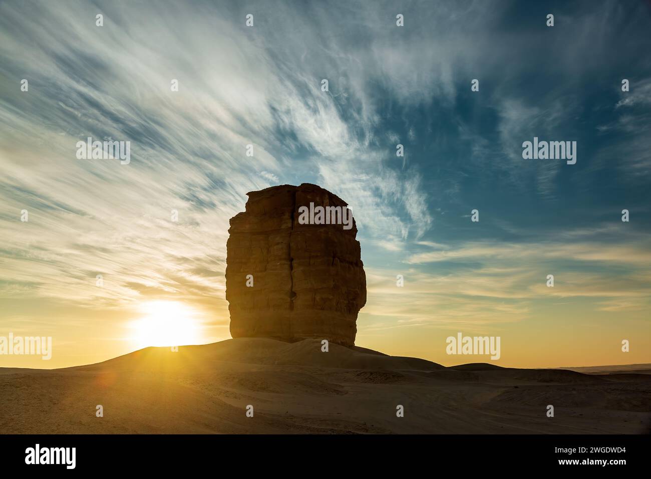 A rock formation in the desert close to Riyadh, Saudi Arabia is known ...