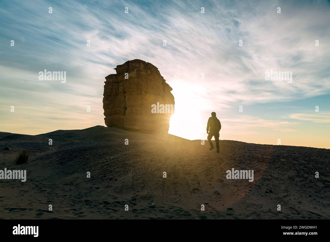 A rock formation in the desert close to Riyadh, Saudi Arabia is known ...