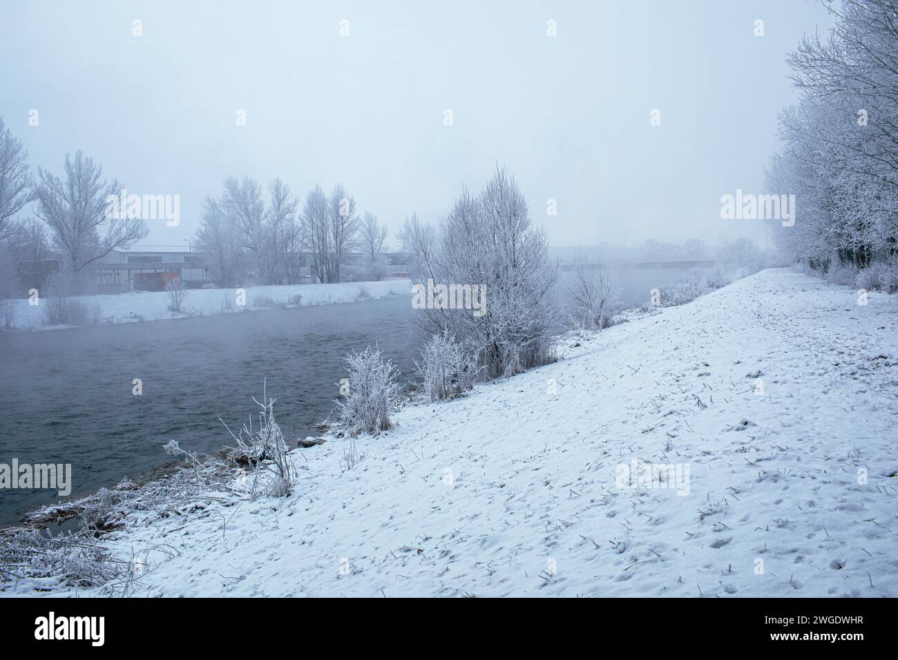 Landscape during freezing january temperatures Stock Photo - Alamy