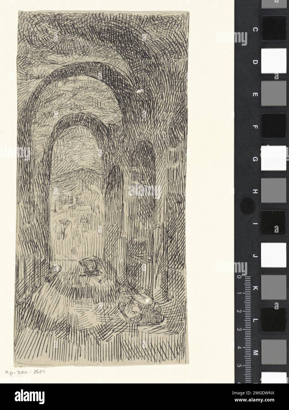 Classic ruin in Rome, Thomas Cool, 1861 - 1904 drawing paper. ink pen ...