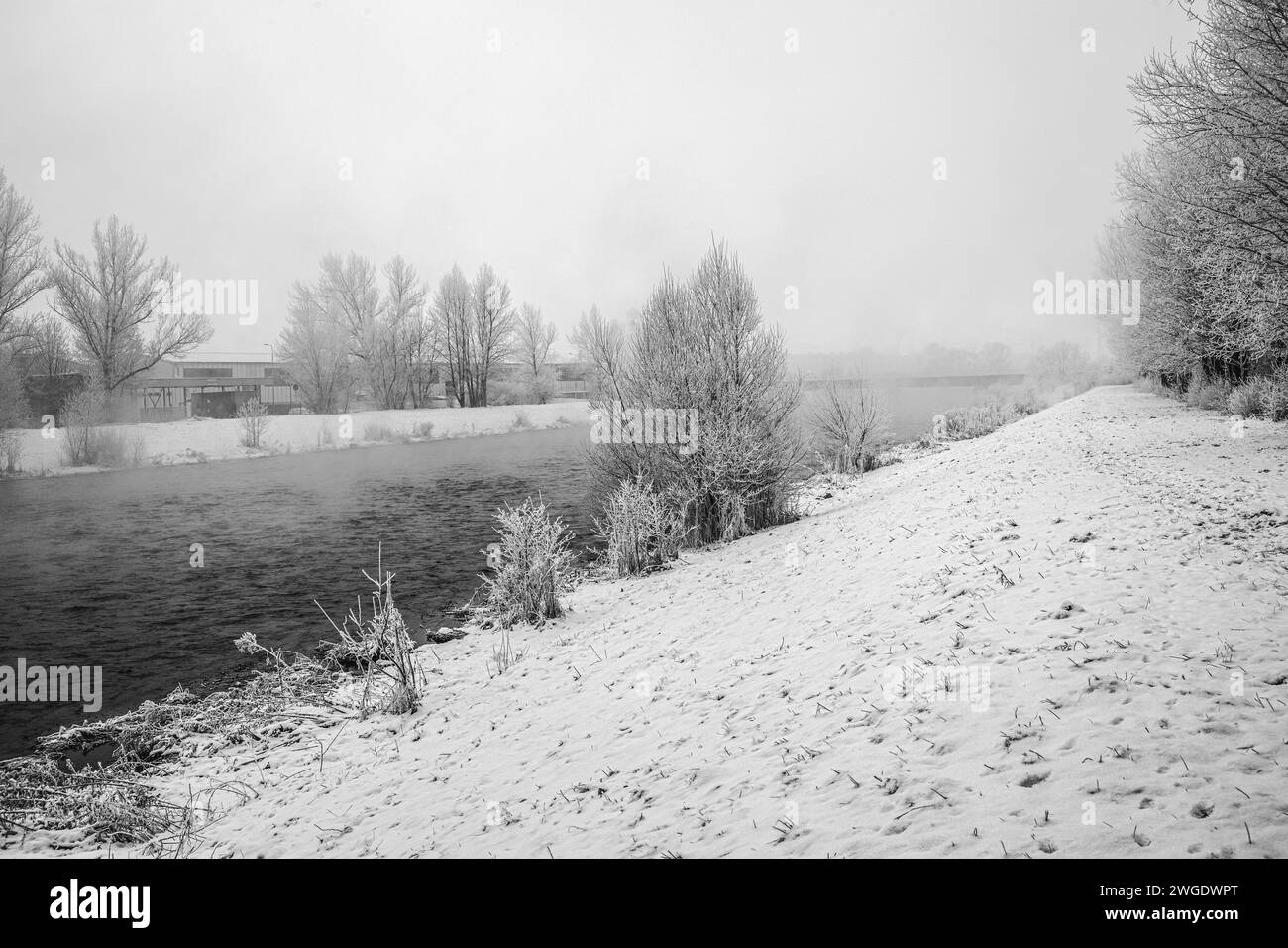 Landscape during freezing january temperatures Stock Photo - Alamy
