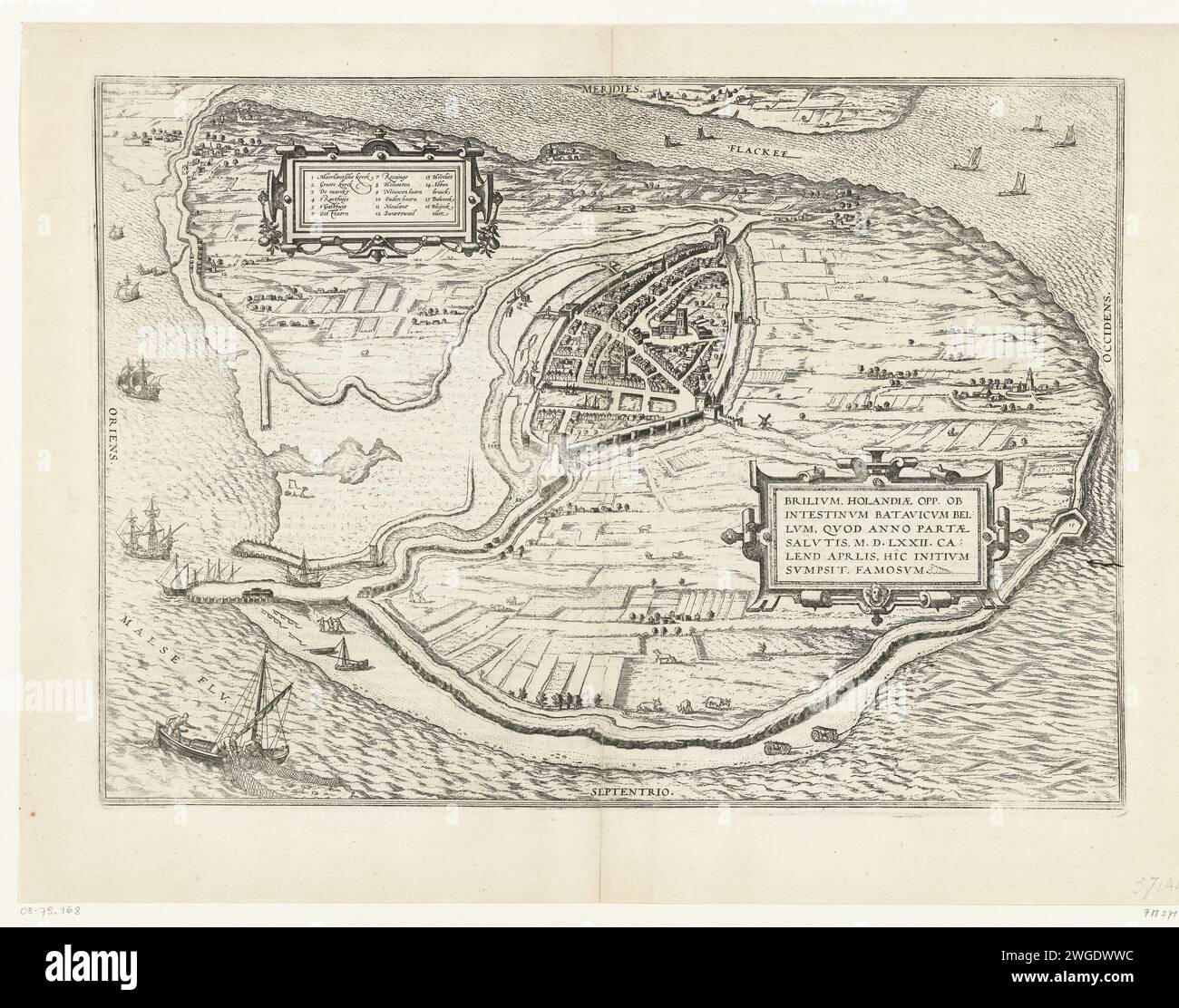 Map of the island of Voorne and map of Brielle, 1572, 1657 print Map of ...
