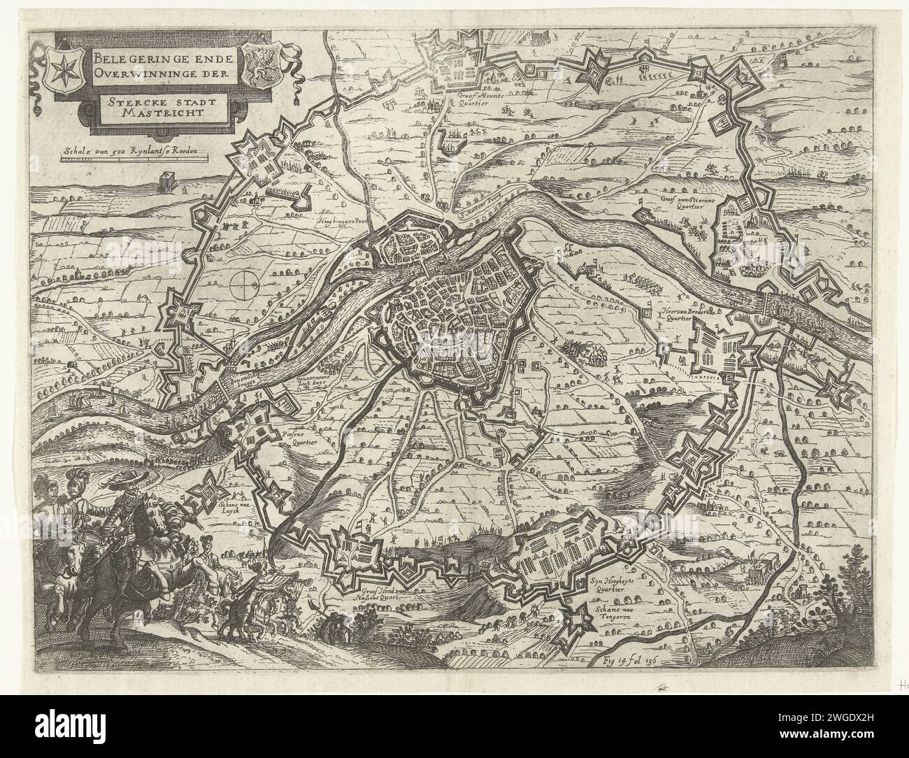 Siege of Maastricht, 1632, 1651 - 1652 print Map of the siege of ...