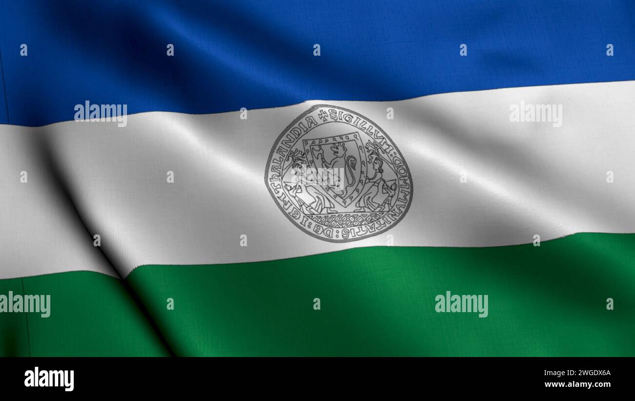 Flag of the Swedish Region Unofficial Jamtland. Waving Fabric Satin ...