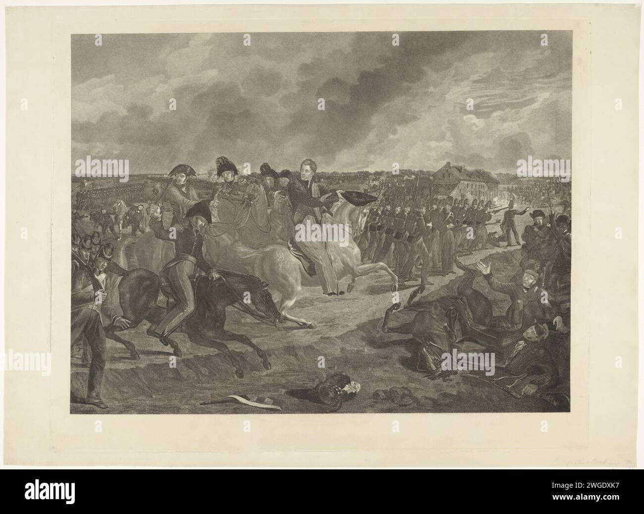 Prince of Orange in the Battle of Quatre-Bras, 1815, 1817 print The ...