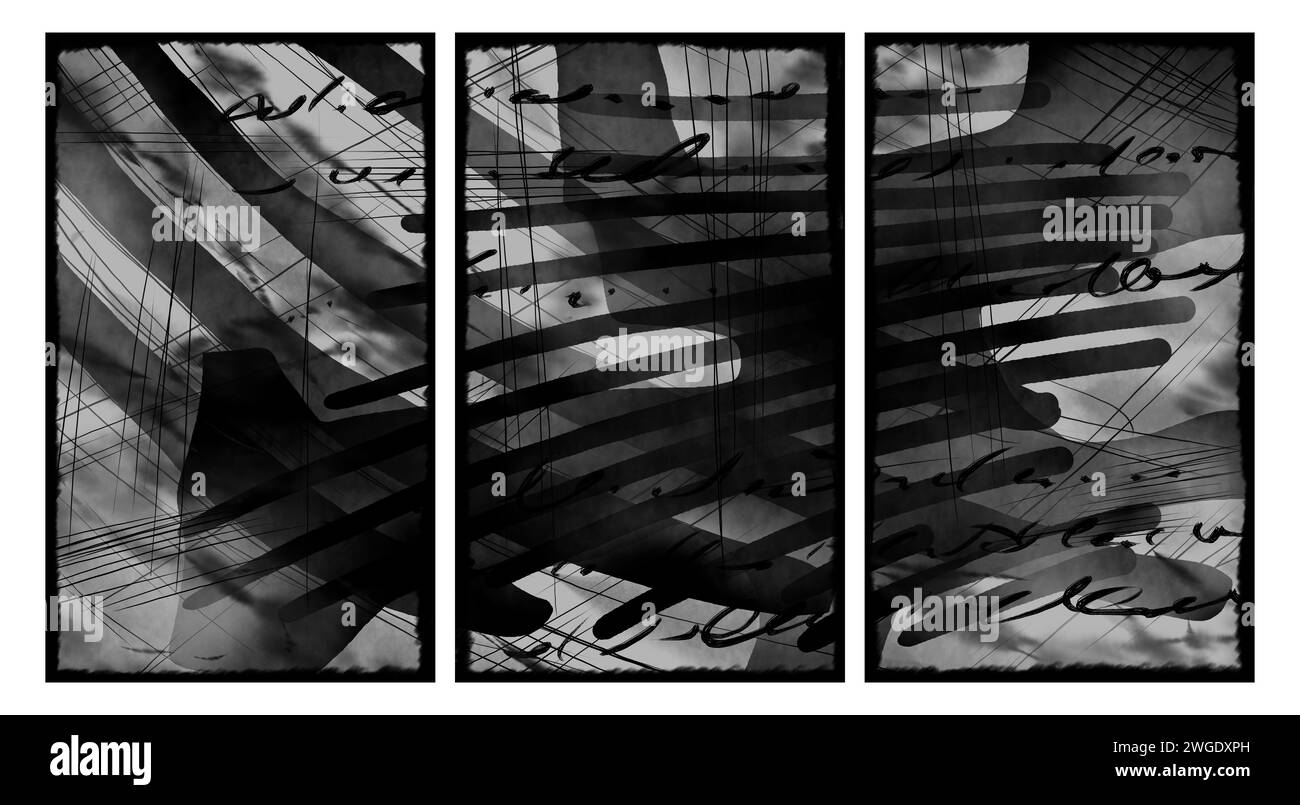 Modern interior triptych Stock Photo - Alamy