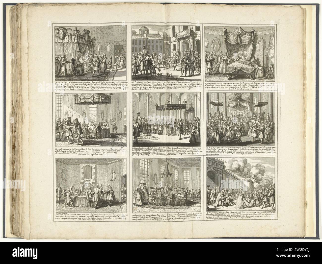 Theater of the war (page XXVI), 1725, 1741 - 1769 print Leaf with nine ...