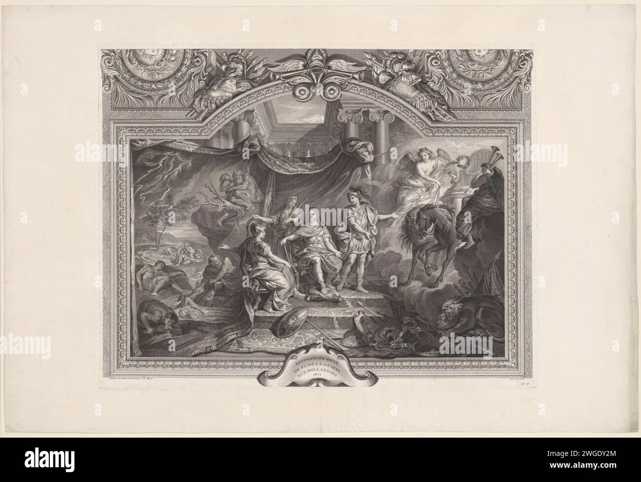 Ceiling painting in the Grande Gallery of Versailles with Louis XIV ...