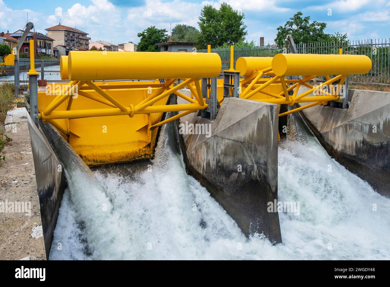 Small hydraulic structure with electric power station on the river in ...