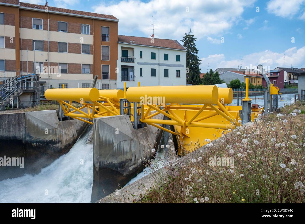 Hydroelectric small power station on the river in Piedmont, Italy ...