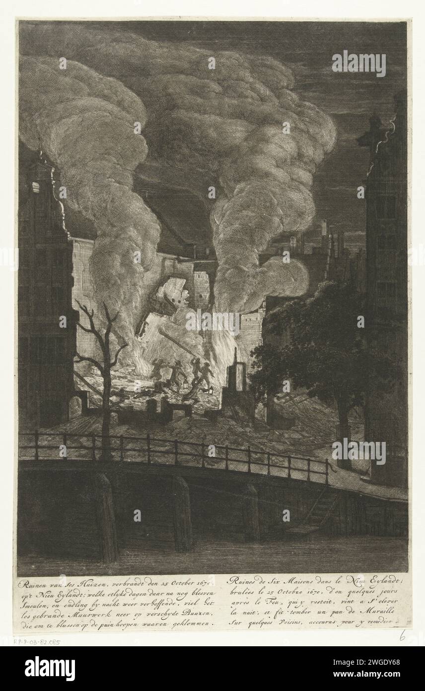 Fire on the Walloon Island in Amsterdam, 1670, 1690 - 1735 print The ...