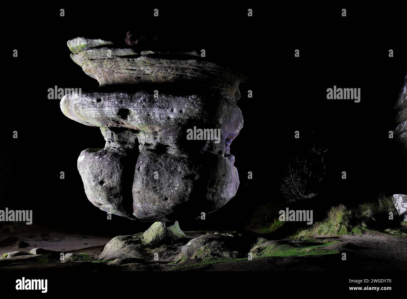 Idol Rock at night on Brimham Moor in North Yorkshire,UK Stock Photo ...