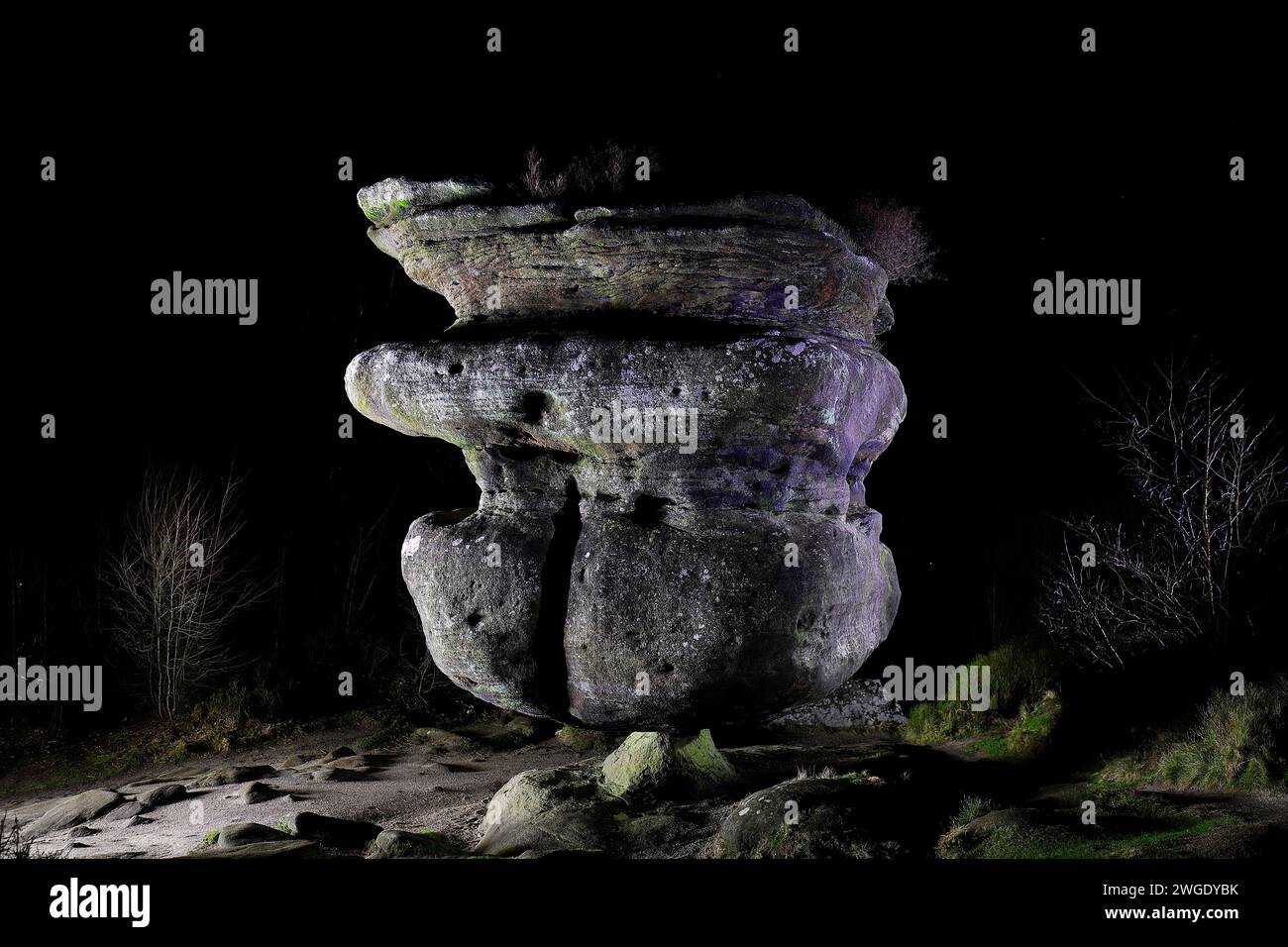 Idol Rock at night on Brimham Moor in North Yorkshire,UK Stock Photo ...
