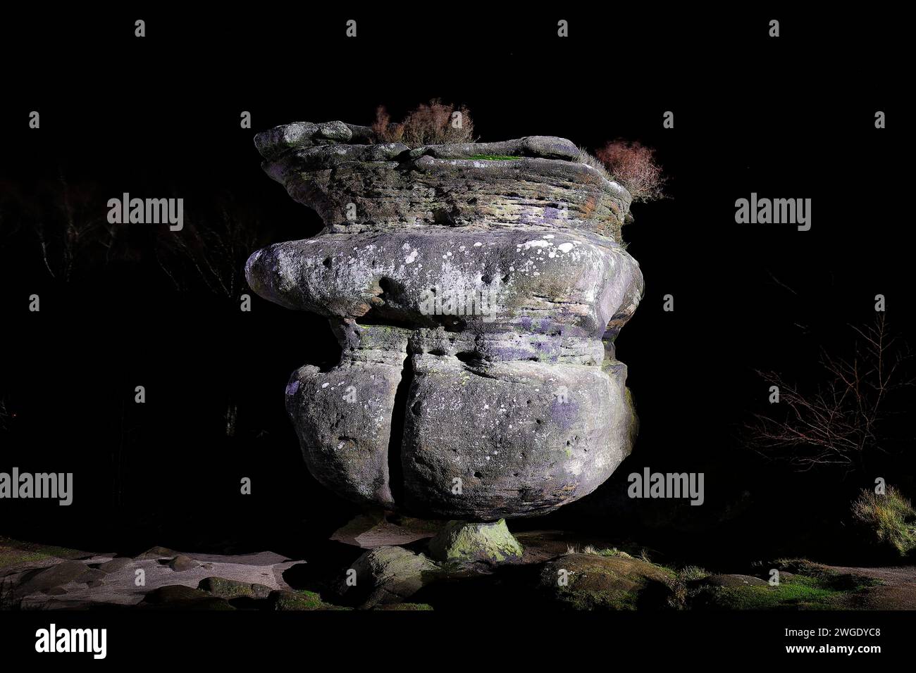 Idol Rock at night on Brimham Moor in North Yorkshire,UK Stock Photo ...