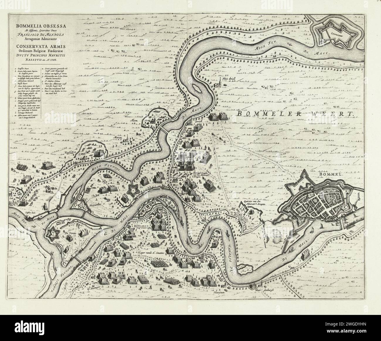Siege of Zaltbommel, 1599, 1652 print Map of the siege of the city of ...