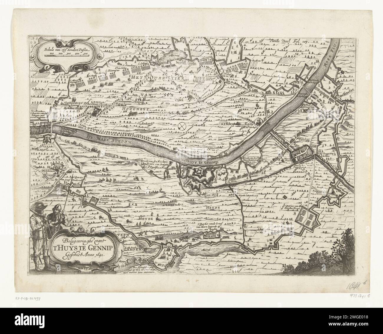 Map of the siege of Gennep, 1641, 1651 - 1652 print Map of Gennep with ...