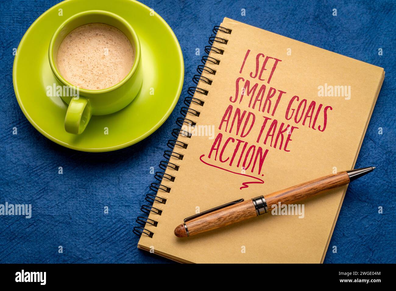 I set smart goals and take action, positive affirmation note in a ...