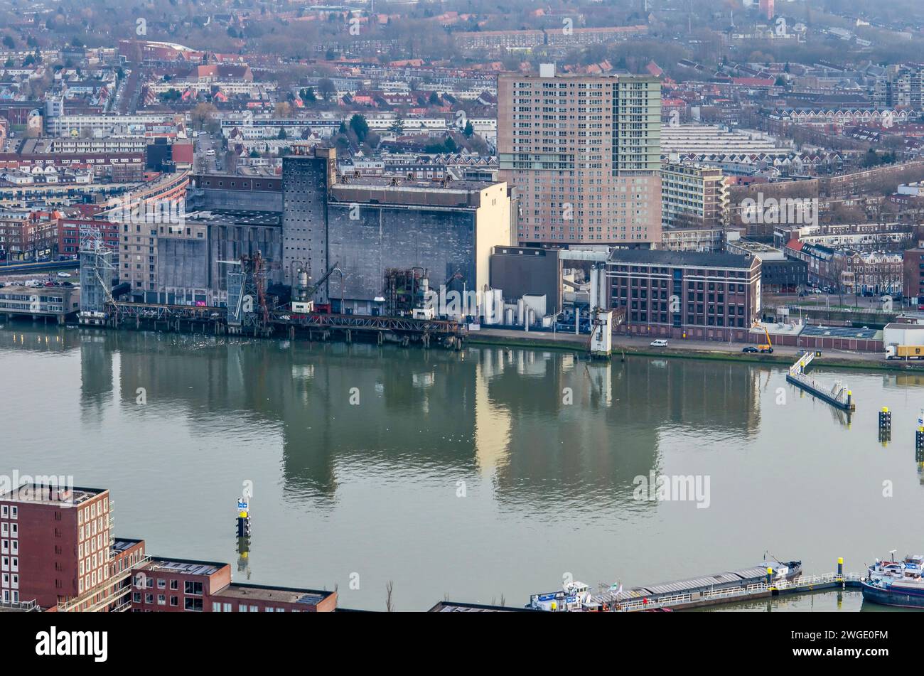Rotterdam, The Netherlands, January 29, 2024: aerial view across ...