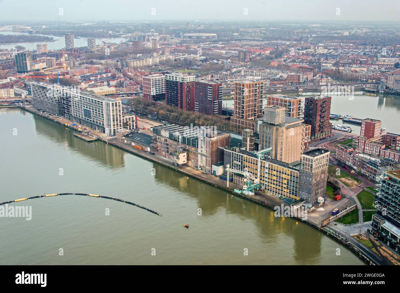 Rotterdam, The Netherlands, January 29, 2024: aerial view of Rijnhaven ...