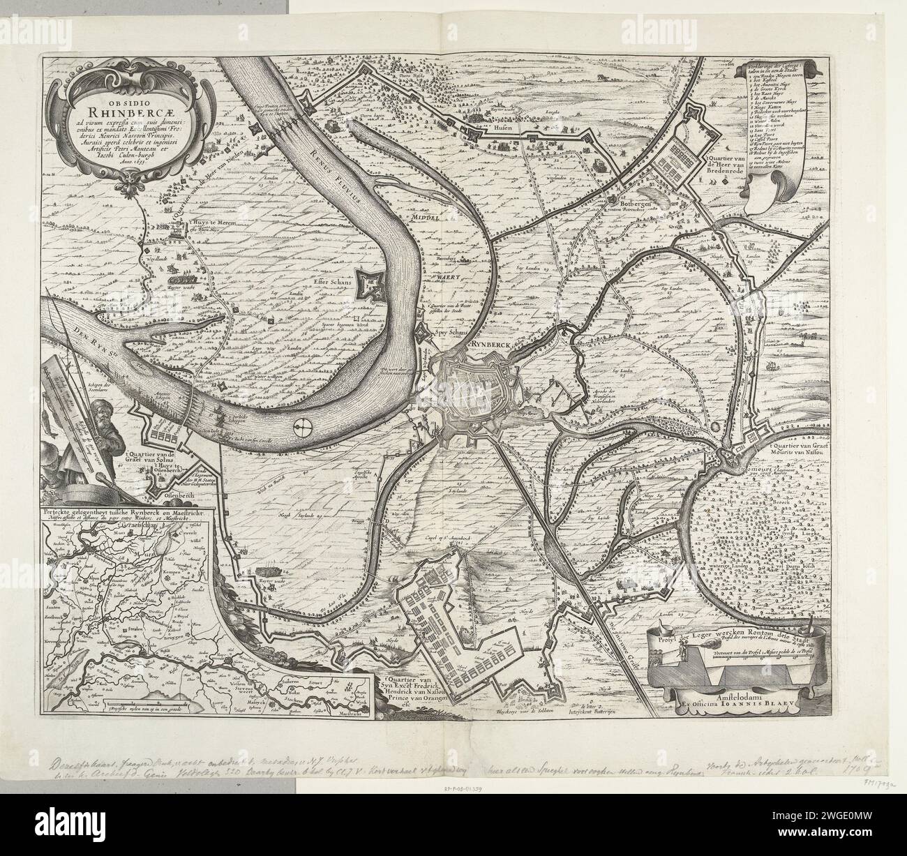 Map of the conquest of Rijnberg, 1633, 1647 - 1649 print Map of the ...