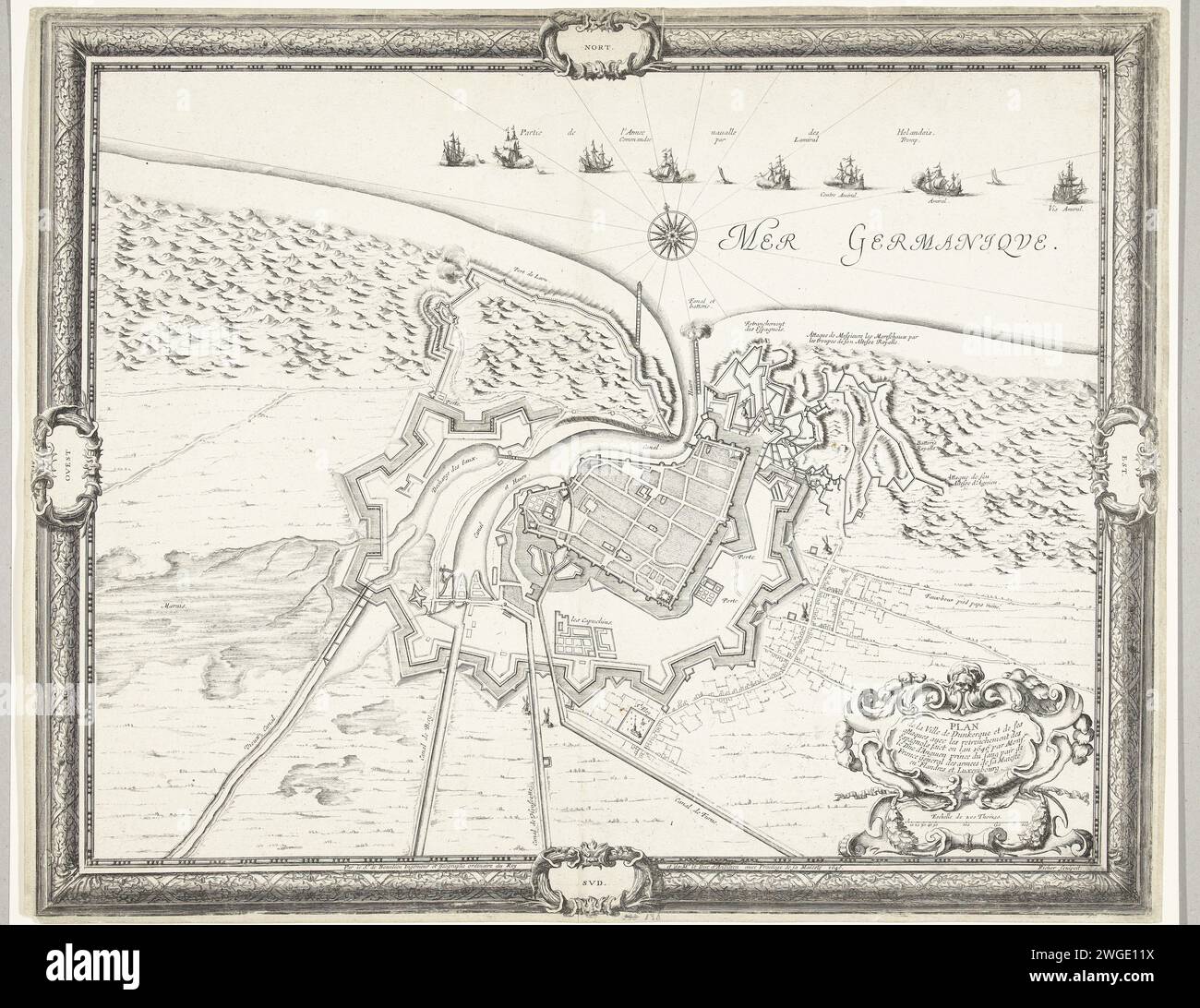 Map of Dunkirk, besieged by the French army under the Duke of Enghien ...