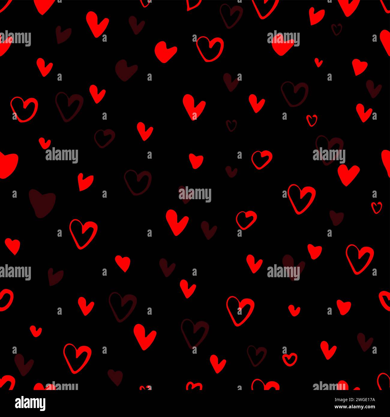 Seamless pattern of small red hearts. With love. hand drawing. Not AI ...
