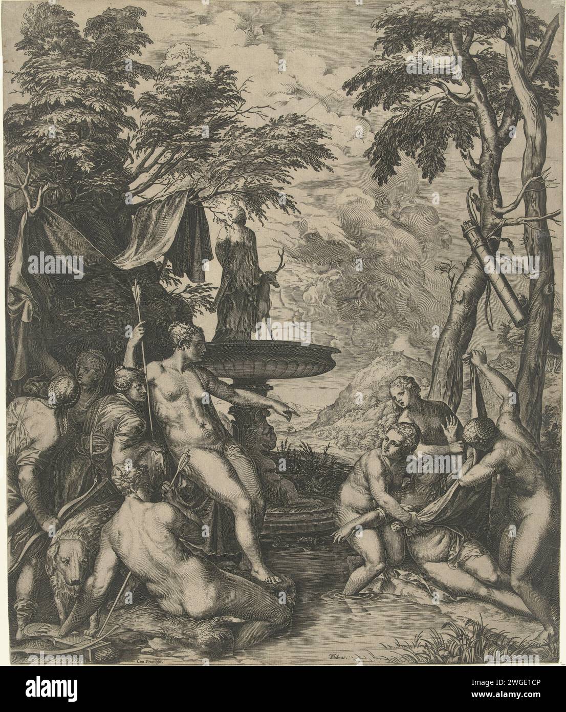 Diana discovers the pregnancy of Callisto, Cornelis Cort, After Titian ...