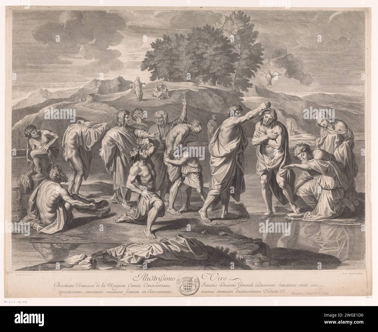 DOOP van Christus, Louis de Châtillon, After Nicolas Poussin, 1649 - 1734 print paper etching ...