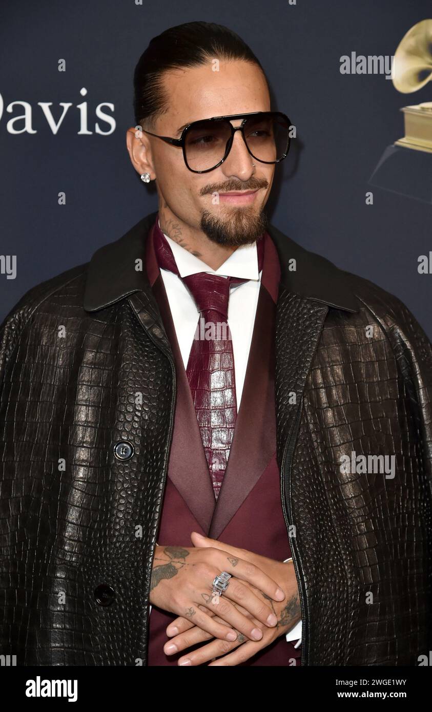 Maluma arrives at the Pre-Grammy Gala on Saturday, Feb. 3, 2024, at the ...