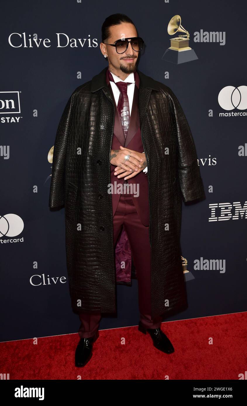 Maluma arrives at the Pre-Grammy Gala on Saturday, Feb. 3, 2024, at the ...