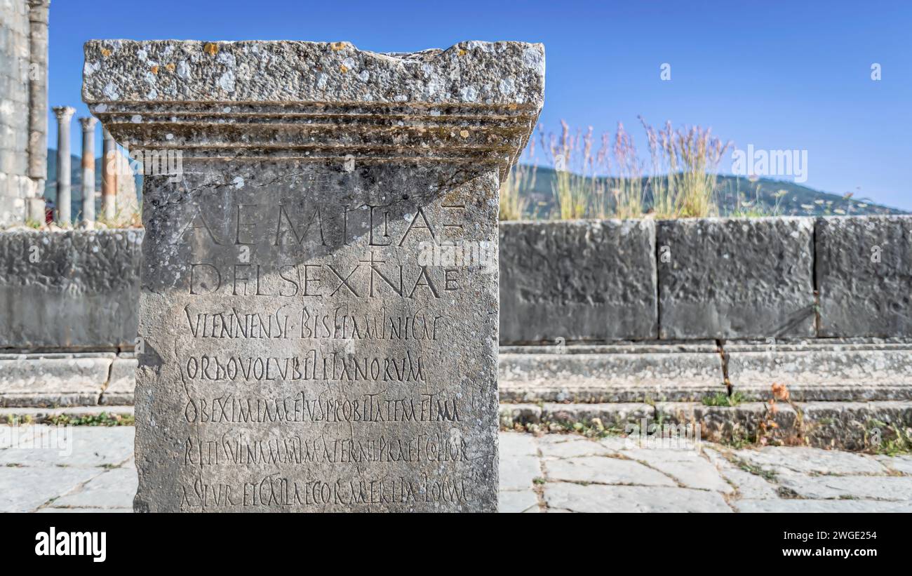 The ancient remains in Volubilis, Morocco Stock Photo - Alamy