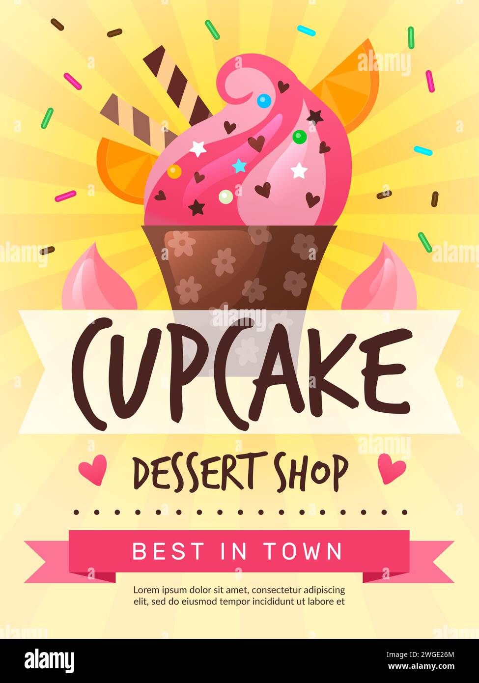 Cupcakes poster. Decorative placard with personal text recent vector ...