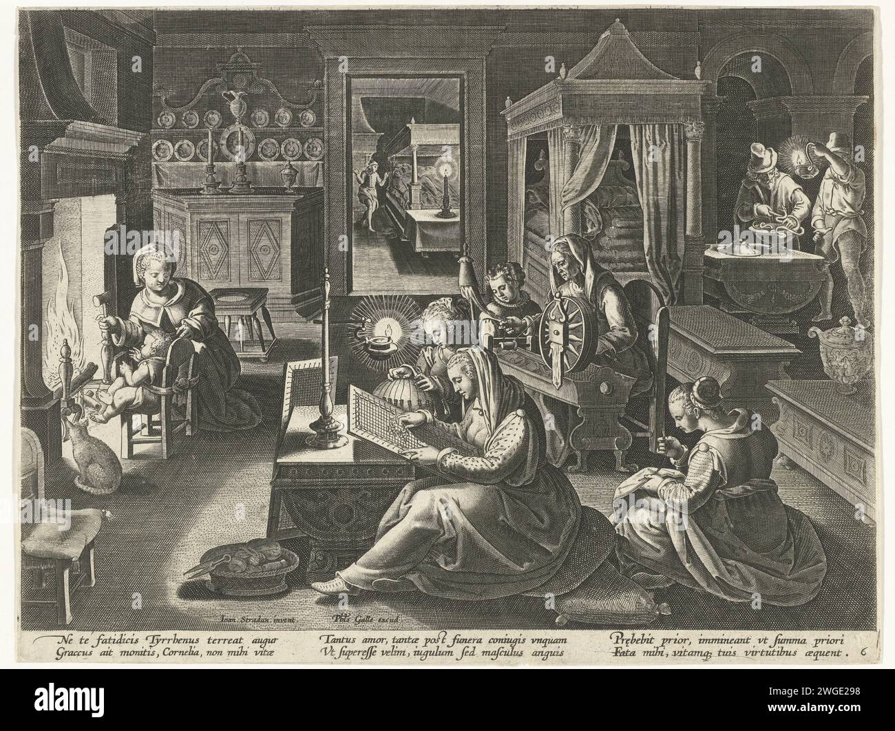 Cornelia, the virtuous mother of the Gracchi, Theodoor Galle, After Jan ...