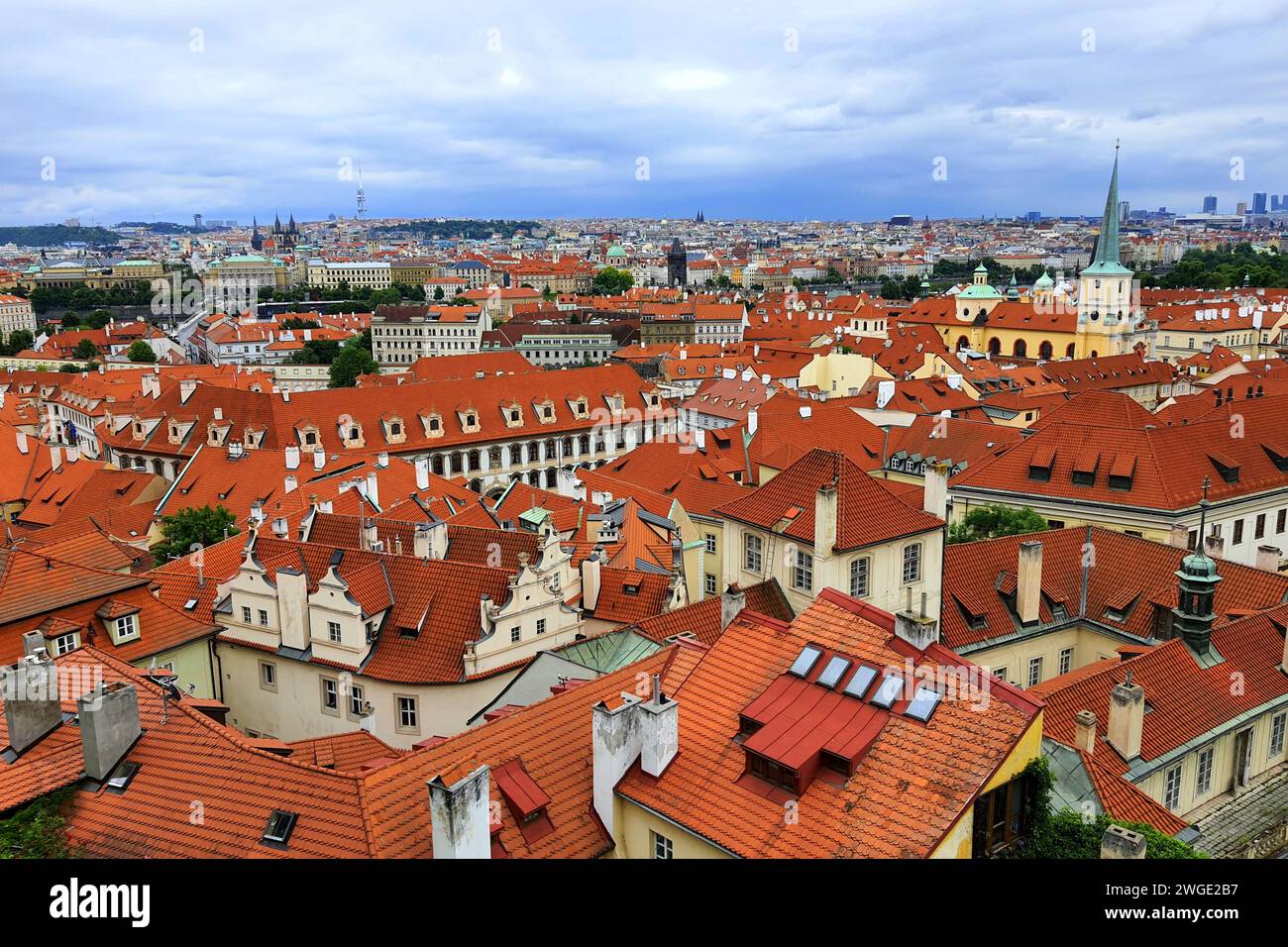 Prague, Czech Republic. Mala Strana, Old Town of Prague. Top view of ...