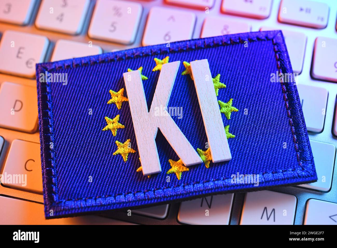 EU Flag On A Computer Keyboard Labelled AI, Symbol Photo AI Regulation ...