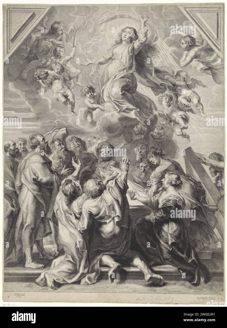 Ascension of Maria, Hans Witdoeck, after Peter Paul Rubens, 1639 print ...