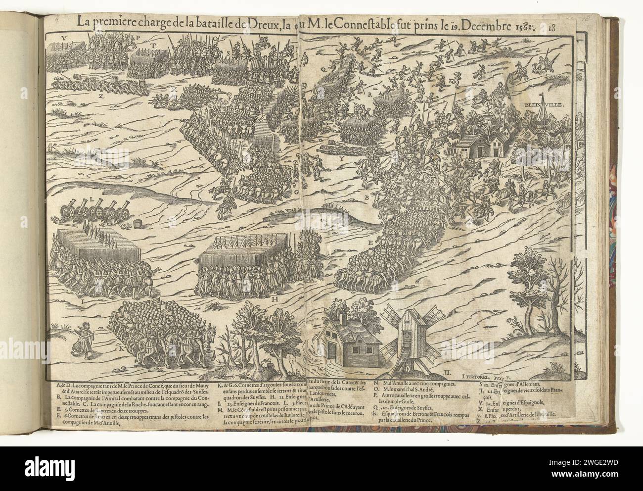 Battle of Dreux, first meet, 1562, 1570 print Battle of Dreux between the Huguenots and the ...