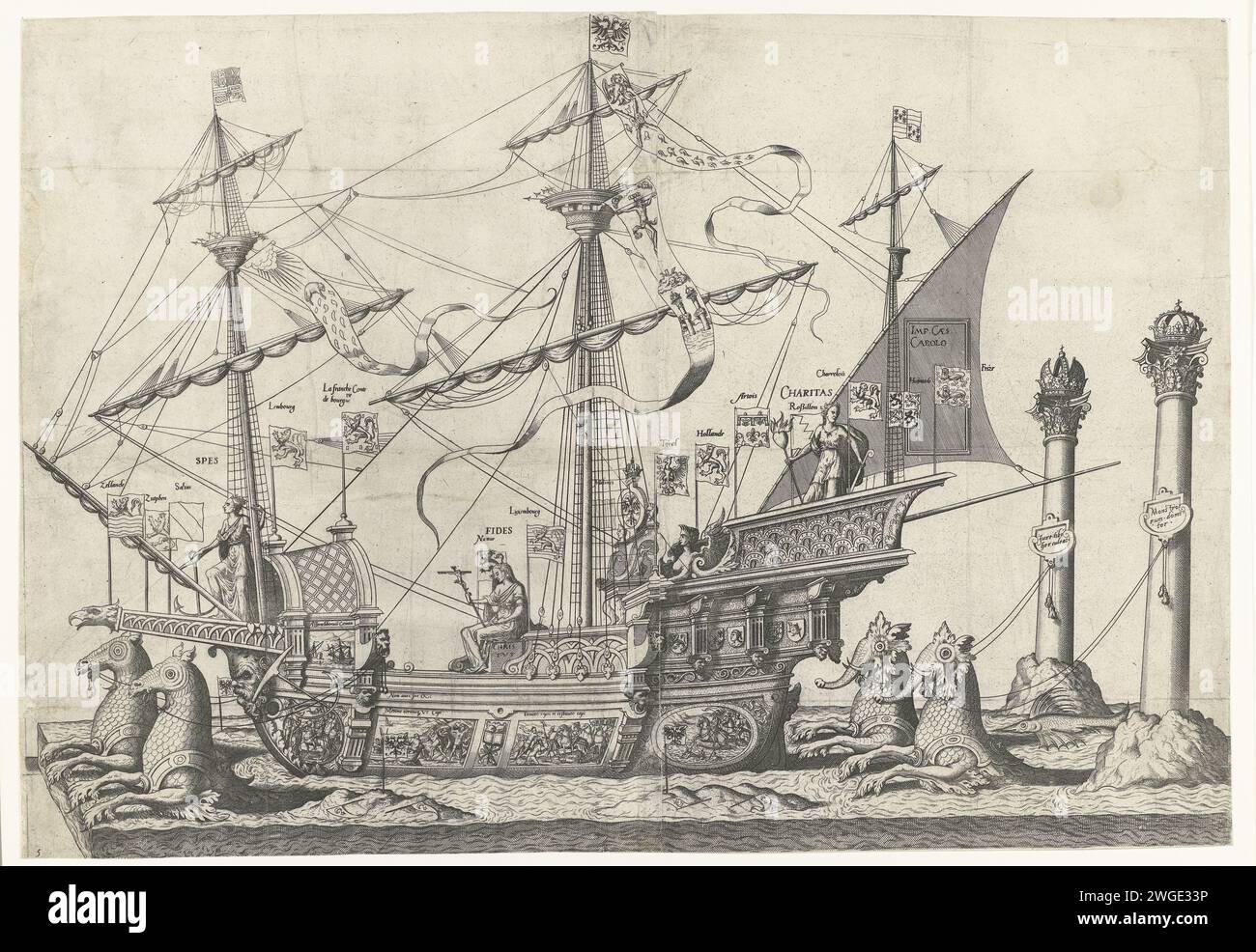 The ship Victoria, no. 5, 1619 print Float with the ship Victoria. On ...