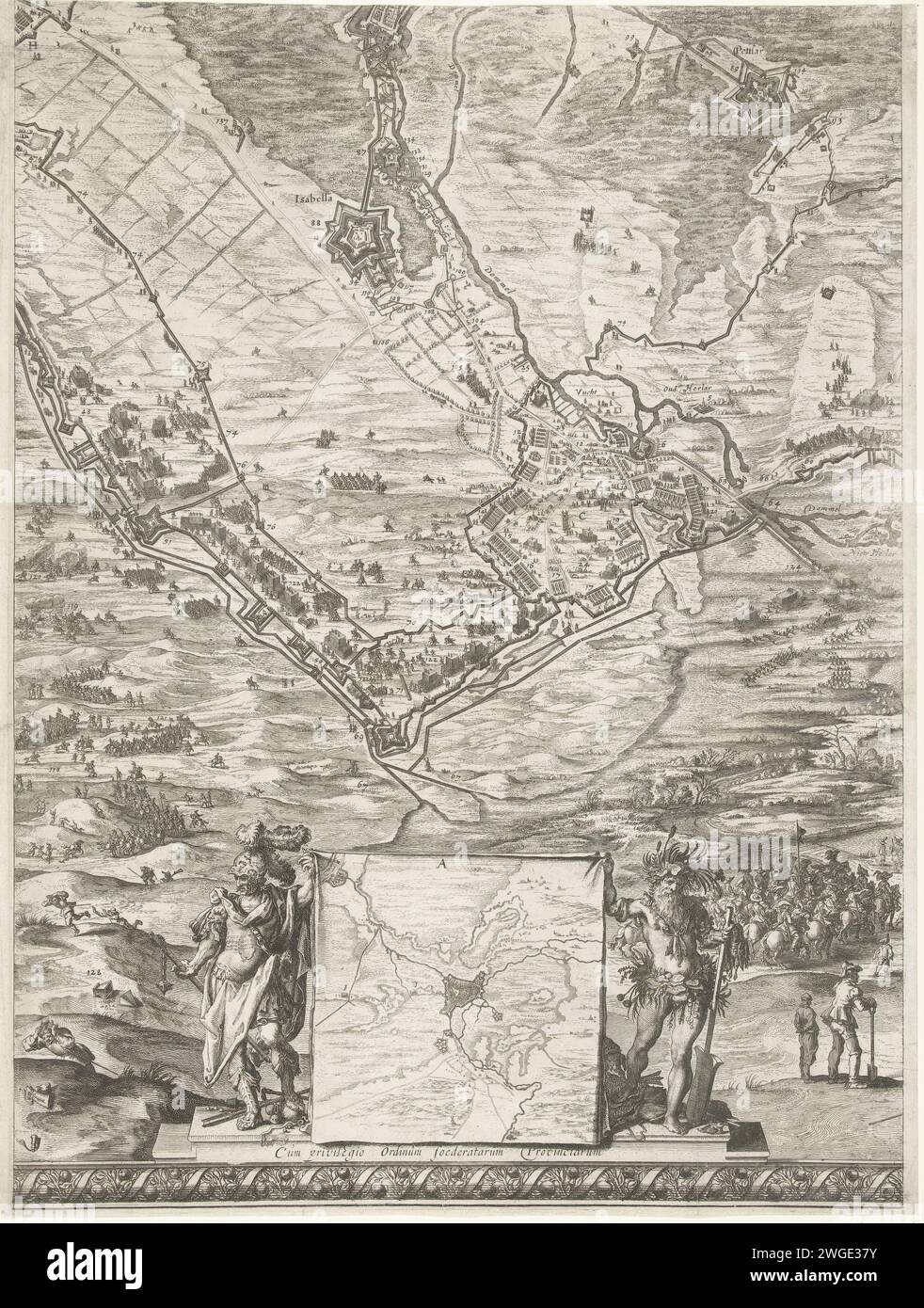 Large map of the siege of Den Bosch by Frederik Hendrik (leaf in the ...