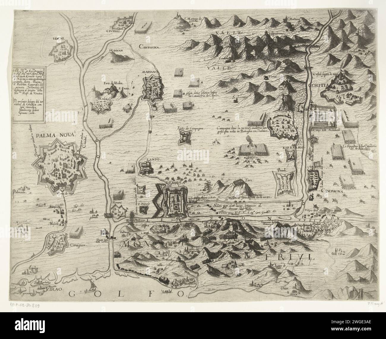 Map of the Siege of the Gradisca fortress, 1616, 1616 print Map of the ...
